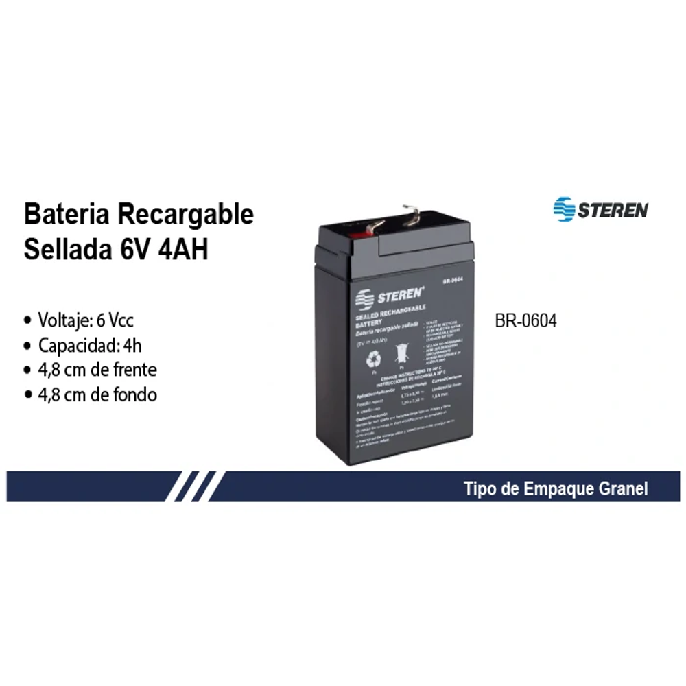 Bateria Recargable Sellada 6V 4AH 6V 4AH - Cormanix