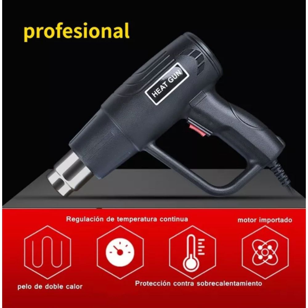 Pistola De Calor De 2000w Temperatura Regulable 4 Boquillas - Cormanix