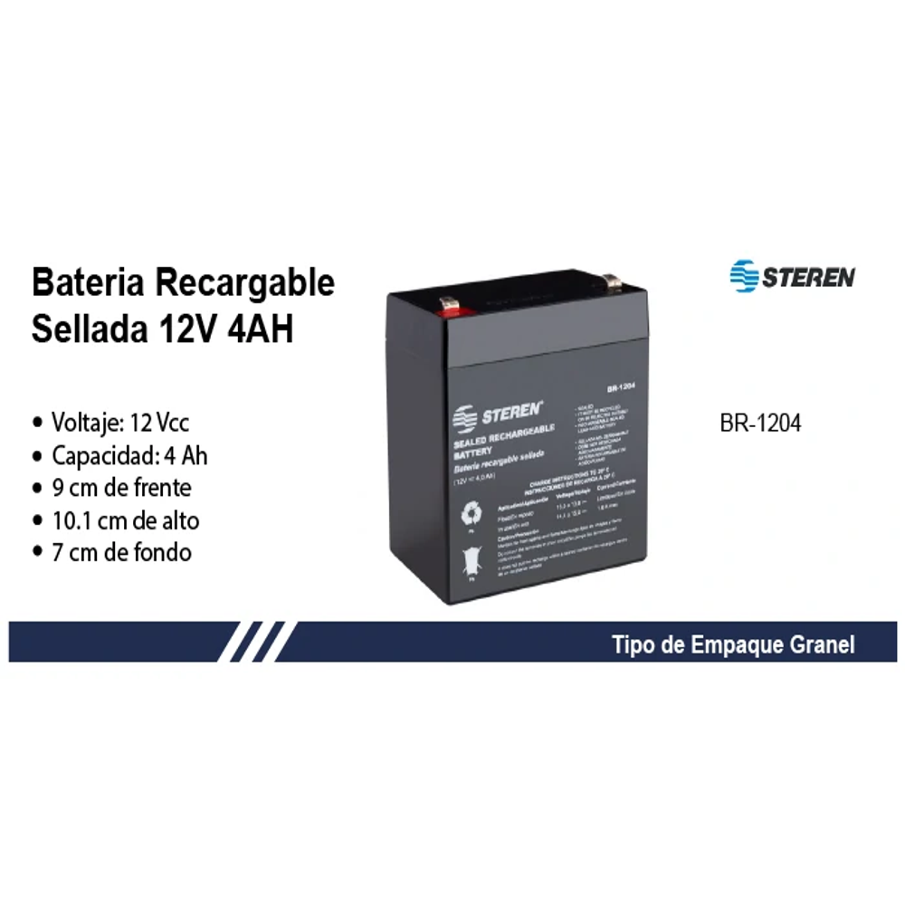 Bateria Recargable Sellada 12V 4AH 12V 4AH - Cormanix