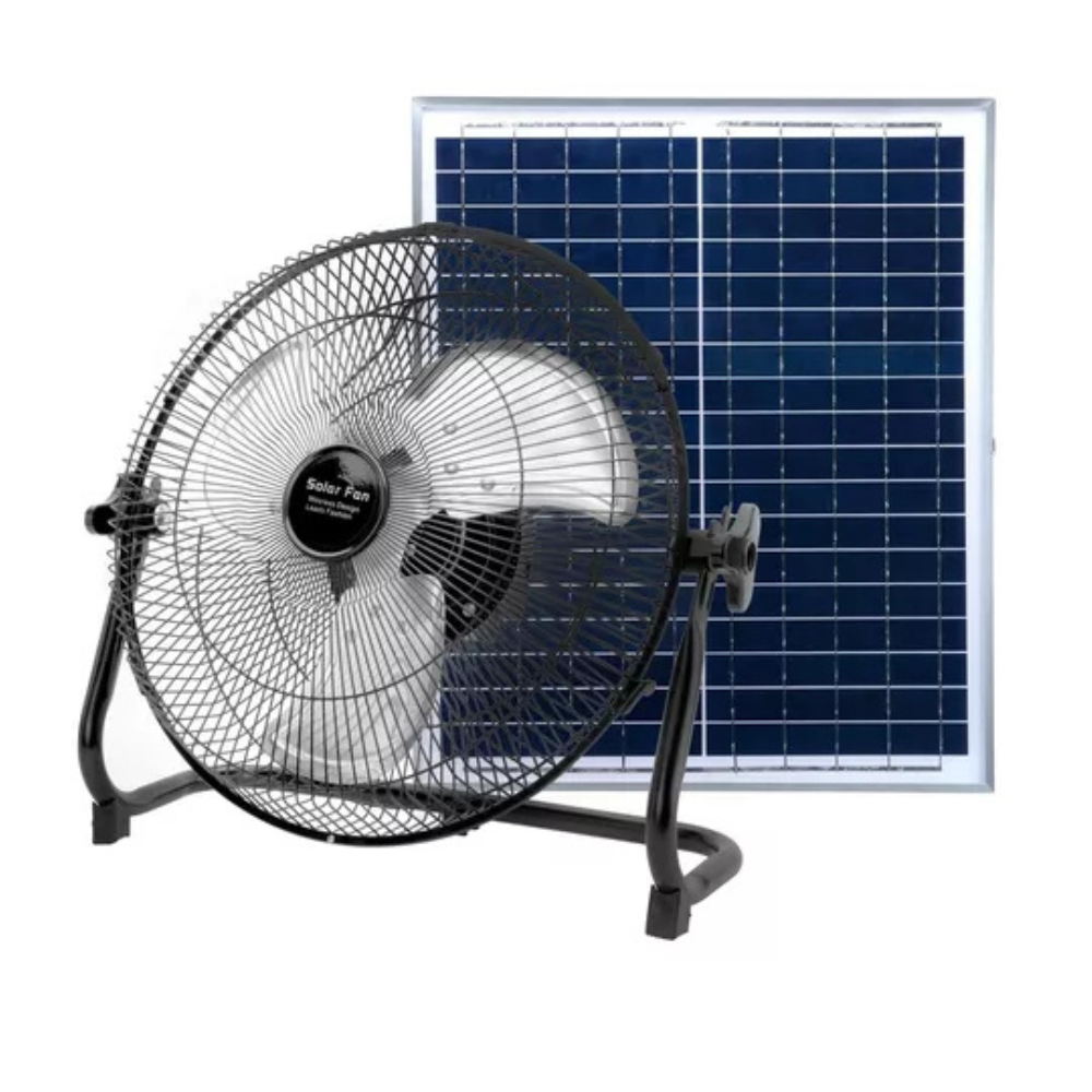 Ventilador Con Solar Panel Energía Recargable 12 Pulgadas Panel 15W ...