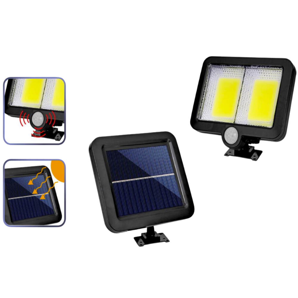 Reflector solar 96 leds recargable con panel 5 mts cable exterior ...